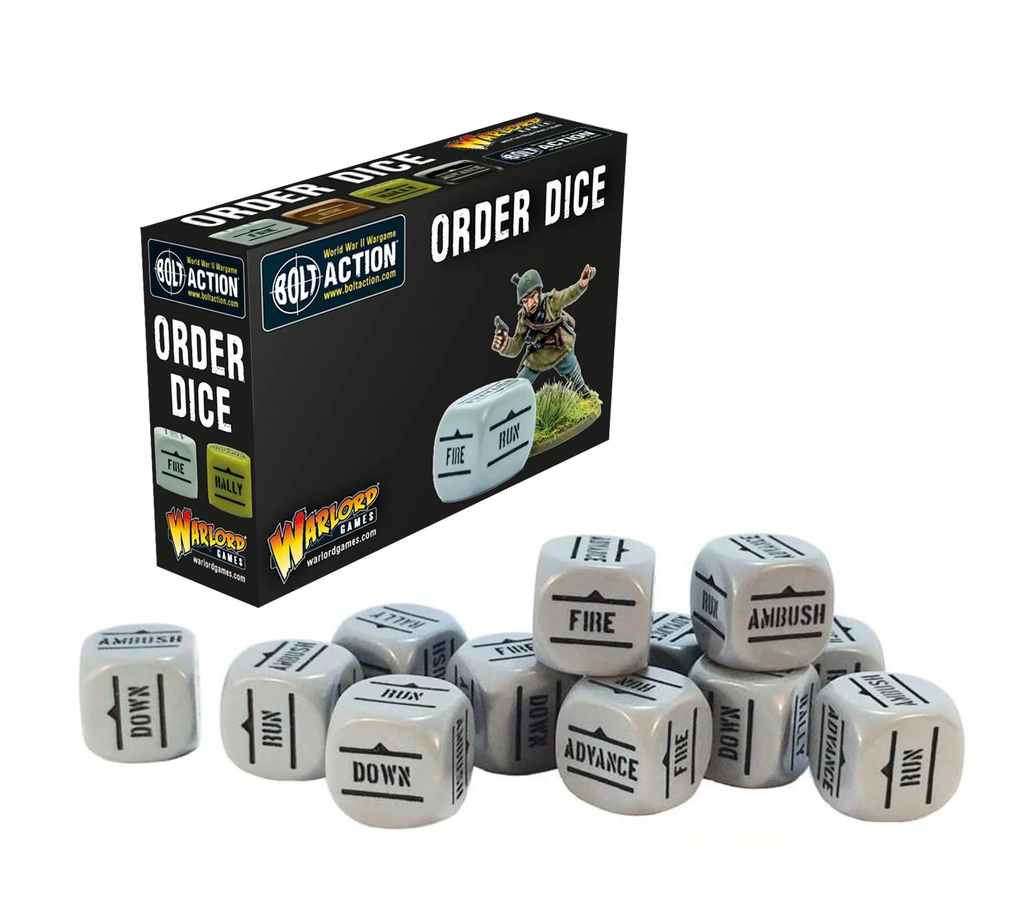 Bolt Action: Orders Dice Pack- 12 graue Würfel für taktisches Gameplay